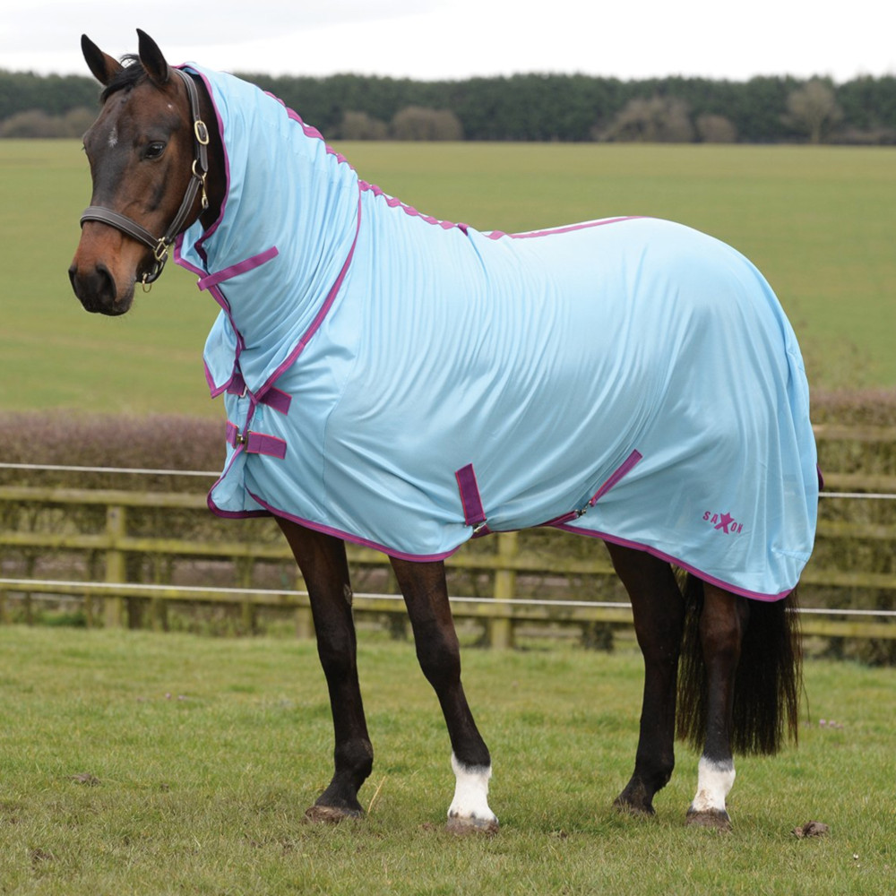 Saxon Mesh Combo Neck - bleu/violet/rose | HorSeven